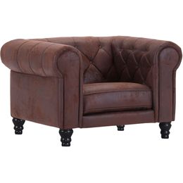 Chesterfield-Sessel GUTMANN FACTORY, braun, B:105cm H:75cm T:90cm, 100% Polyester, Sessel