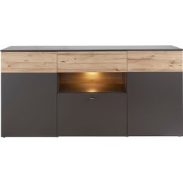 Sideboard FORTE Sideboards grau (grau, eichefarben) Breite 195 cm, inkl. Beleuchtung