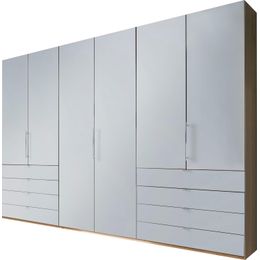 Falttürenschrank Wiemann "Loft" Schränke Gr. B/H/T: 300 cm x 236 cm x 58 cm, 6 St., beige (bianco, eiche, nachbildung, weiß glas) Glasfront