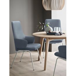 Polsterstuhl stressless "Laurel", blau (sparrow blau paloma, chrom glänzend), B:58cm H:105cm T:60cm, Leder PALOMA: PALOMA ist ein durchgefärbtes Semianilin-Möbelleder mit natürlicher Narbung., Stühle, High Back mit Armlehne, Größe L, mit Beinen aus Stahl in Chrom