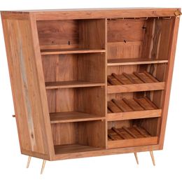 Barschrank GUTMANN FACTORY "Bonnie", beige (natur), B:120cm H:108cm T:47cm, Massivholz, Schränke, Barschrank, mit Wiener Geflecht Rattan Geflecht in der Front