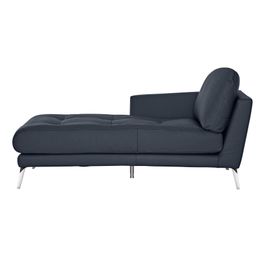 Chaiselongue W.Schillig "softy" Sofas Gr. B/H/T: 106 cm x 79 cm x 168 cm, Longlife Xtra-Leder Z59, Armlehne links, blau (blau z59) mit dekorativer Heftung im Sitz, Füße Chrom glänzend