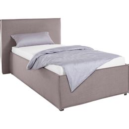 Polsterbett "Isaline", grau (hellgrau), B:133cm L:213cm, 100% Polyester, LeGer Home by Lena Gercke, Betten, Polsterbett ohne Bettkasten Polsterbett, wahlweise ohne Matratze oder mit 3 Matratzenarten, Kopfteilhöhe 107 cm