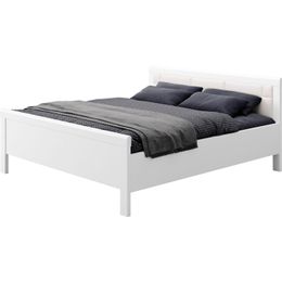 Einzelbett Priess "Arnsberg", weiß (lichtweiß, weiß), B:188cm L:208cm, Betten, Kinder-Einzelbett Jugendbett Bettgestell, Komforthöhe mit gepolstertem Kopfteil