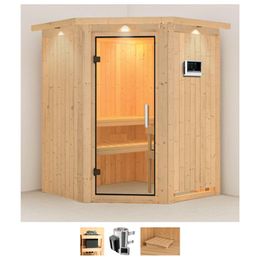 Karibu Sauna "Nanna" Saunen 3,6-kW-Plug & Play Ofen mit externer Steuerung beige (naturbelassen)