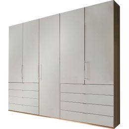 Falttürenschrank Wiemann "Loft" Schränke Gr. B/H/T: 250 cm x 236 cm x 58 cm, 5 St., beige (bianco, eiche, nachbildung, champagner glas) Glasfront