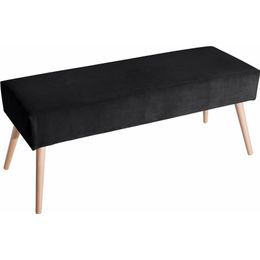 Sitzbank Max Winzer "Sit" Sitzbänke Gr. B/H/T: 114 cm x 48 cm x 40 cm, Samtvelours 20442, schwarz mit hohen konischen Füßen