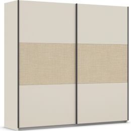 Schwebetürenschrank Rauch "Senja" Schränke Gr. B/H/T: 218 cm x 210 cm x 59 cm, 2 St., beige (champagner, rattanoptik) mit Bauchbinde in angesagter Rattan-Optik