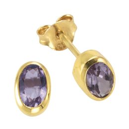 Paar Ohrstecker Vivance "333/- Gelbgold mit Amethyst" Ohrringe Gr. ONE-SIZE, Gold, gelb (gelb, lila) Damen