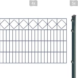 Arvotec Doppelstabmattenzaun "EXCLUSIVE 80 zum Einbetonieren "Karo" mit Zierleiste" Zaunelemente Zaunhöhe 80 cm, Zaunlänge 2 - 60 m Gr. H/L: 80cm x 8 m, Pfosten: 5 St., grau (anthrazit)