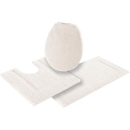 Badematte Andas "Luana" Badematten Gr. 3-tlg. Stand-WC Set, 3 St., Baumwolle, beige (natur) Hoch-Tief-Effekt, weich, trocknergeeignet, pflegeleicht, Uni-Farben