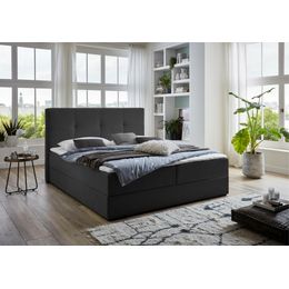 Boxbett "Lucy", grau (anthrazit), B:165cm L:214cm, Bezug Bettbox und Obermatratze: Strukturstoff (90% Polyester, 10% Nylon);Topper: Jersey (100% Polyester), ATLANTIC HOME COLLECTION, Komplettbetten, Boxspringbett, mit Bettkasten