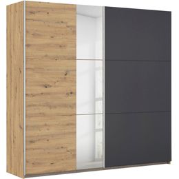 Schwebetürenschrank Rauch "Monza" Schränke Gr. B/H/T: 218 cm x 210 cm x 59 cm, 2 St., grau (eiche artisan, graumetallic) in trendigen Farbkombinationen, mit viel Stauraum