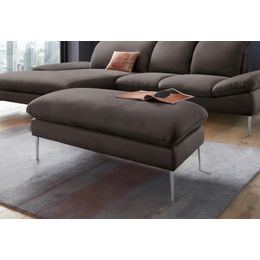 Hocker W.Schillig "enjoy&MORE", braun (braun z59), B:106cm H:45cm T:71cm, Chenille-Flachgewebe R66 (85% Polyester, 15% Nylon), Longlife Xtra-Leder Z59: Glattleder mit modischer Prägung. Hautstärke 0, 9 - 1, 1 mm, Stoff S37 (100% Polyester), Hocker, Füße Chrom glänzend, Breite 106 cm