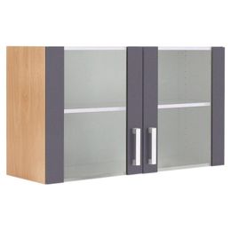 Hängeschrank Optifit "Odense" Schränke Gr. B/H/T: 100 cm x 57,6 cm x 34,6 cm, 2 St., grau (anthrazit, buche) 100 cm breit, mit 2 Türen Grauglaseinsatz