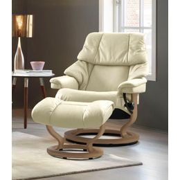 Fußhocker stressless "Reno" Hocker Gr. B/H/T: 55 cm x 40 cm x 41 cm, Leder PALOMA, Classic Base Eiche, beige (vanilla paloma) mit Classic Base, Gestell Eiche