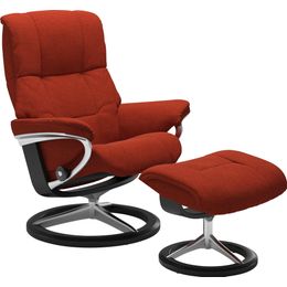 Fußhocker stressless "Mayfair" Hocker Gr. B/H/T: 55 cm x 41 cm x 39 cm, ROHLEDER Stoff Q2 FARON, Signature Base Schwarz, rot (rust q2 faron) mit Signature Base, Gestell Schwarz