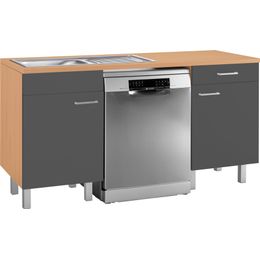 Spülenschrank Optifit "Tapa" Schränke Gr. B/H/T: 160 cm x 86,4 cm x 60 cm, 2 St., grau (anthrazit, buche) Modul, Breite 160 cm