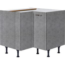 Eckunterschrank Optifit "Cara" Schränke Gr. B/H/T: 90 cm x 87 cm x 58,4 cm, 2 St., grau (beton, beton)