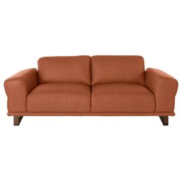 2,5-Sitzer W.Schillig "montanaa", braun (cognac z69), B:212cm H:78cm T:94cm, Sofas, mit Metallkufen in Bronze pulverbeschichtet, Breite 212 cm