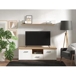 TV-Board Home Affaire "Valencia", braun (opaque weiß, artisan eiche, weiß matt), B:147cm H:47,5cm T:41cm, MDF, Spanplatte, Sideboards