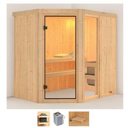 Karibu Sauna "Frigga 1" Saunen 9-kW-Ofen mit integrierter Steuerung beige (naturbelassen)