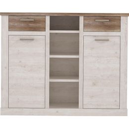 Highboard FORTE "Duro" Sideboards Gr. B/H/T: 159,6 cm x 128,3 cm x 41,3 cm, 2 St., weiß (pinie weiß, eiche antik) Breite 159,6 cm, Aktenschrank