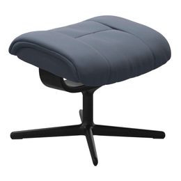 Fußhocker stressless "Mayfair" Hocker Gr. B/H/T: 55 cm x 41 cm x 39 cm, Leder PALOMA, Cross Base Schwarz, blau (sparrow blue paloma) mit Cross Base, Größe S, M & L, Holzakzent Schwarz