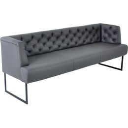 K+w Komfort & Wohnen Polsterbank K+W KOMFORT & WOHNEN "Creso" Sitzbänke Gr. B/H/T: 202 cm x 83 cm x 67 cm, grau (zinn) im modernen Chesterfield-Look, mit schwarzen Kufenfüßen