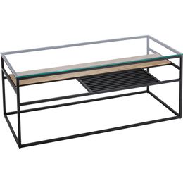 Couchtisch HASSE MÖBEL COLLECTION "8090SK-45" Tische Gr. H/T: 45cm x 110cm, schwarz Eckige Couchtische Couchtisch Glas-Couchtisch mit verschiedenen Ablageflächen