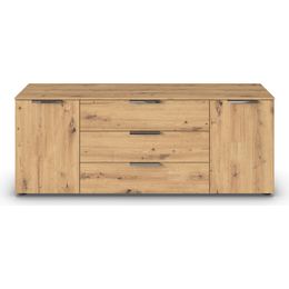 Kommode Rauch "Flipp" Sideboards Gr. B/H/T: 160 cm x 61 cm x 42 cm, 3 St., braun (eiche artisan) 2-türig mit 3 Schubladen und Soft-Close-Funktion