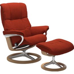 Fußhocker stressless "Mayfair" Hocker Gr. B/H/T: 55 cm x 41 cm x 39 cm, ROHLEDER Stoff Q2 FARON, Signature Base Eiche, rot (rust q2 faron) mit Signature Base, Gestell Eiche