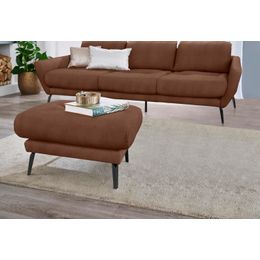 Hocker W.Schillig "softy", braun (copper r66), B:74cm H:43cm T:61cm, Chenille-Flachgewebe R66 (85% Polyester, 15% Nylon), Velourgewebe V41 (100% Polyester), Longlife Xtra-Leder Z59: Glattleder mit modischer Prägung. Hautstärke 0, 9 - 1, 1 mm, Hocker, mit dekorativer Heftung im Sitz, Füße schwarz pulverbeschichtet