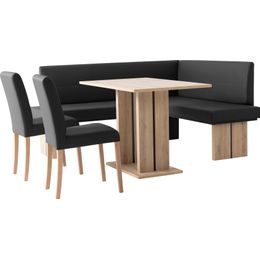 Eckbankgruppe Home Affaire "Emma" Sitzmöbel-Sets Gr. B/H: 185 cm x 90 cm, Kunstleder, Langer schenkel links, schwarz (schwarz (lotos 7006))