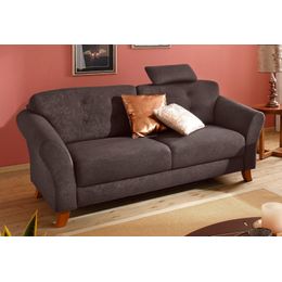 3-Sitzer Home Affaire "Trondheim", braun (dunkelbraun), B:192cm H:89cm T:90cm, Struktur weich ( 97% Polyester, 3% Baumwolle);Luxus-Microfaser ALTARA NUBUCK (100% Polyester);Luxus-Microfaser Lederoptik (100% Polyester), Sofas, mit Federkern, Knopfheftung im R&uuml;cken