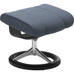 Fußhocker stressless "Consul" Hocker Gr. B/H/T: 54 cm x 41 cm x 39 cm, Leder PALOMA, Signature Base Schwarz, blau (sparrow blue paloma) mit Signature Base, Gestell Schwarz