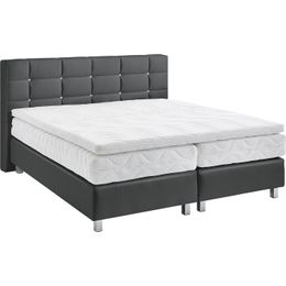 Boxspringbett, grau (anthrazit), B:175cm L:210cm, Bezug: Kunstleder, Polyurethan;Polsterung: 100% Polyester, Westfalia Schlafkomfort, Komplettbetten, Boxspringbett, mit Kn&ouml;pfen in Kristalloptik, wahlweise mit Topper