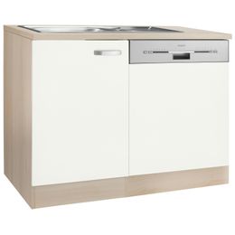 Spülenschrank Optifit "Faro", weiß (weiß matt), B:110cm H:84,8cm T:60cm, Schränke, mit Tür/Sockel für Geschirrspüler