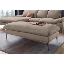 Hocker W.Schillig "enjoy&MORE", braun (stone z59), B:151cm H:45cm T:71cm, Chenille-Flachgewebe R66 (85% Polyester, 15% Nylon), Longlife Xtra-Leder Z59: Glattleder mit modischer Prägung. Hautstärke 0, 9 - 1, 1 mm, Stoff S37 (100% Polyester), Hocker, Füße bronze pulverbeschichtet, Breite 151 cm