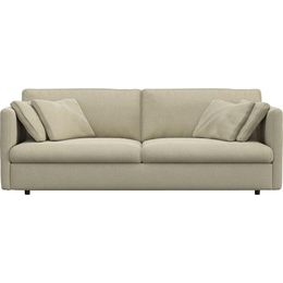 3-Sitzer FLEXLUX "Lovane", beige (sandy beige), B:219cm H:84cm T:117cm, 100% Polyester, Sofas, Weich & anschmiegsam, gro&szlig;e Sitztiefe auf Kaltschaum, Dekokissen inkl.