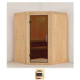 Karibu Sauna "Nanna" Saunen ohne Ofen beige (naturbelassen)