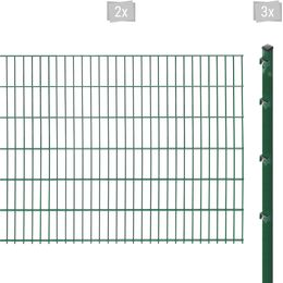 Arvotec Doppelstabmattenzaun "ESSENTIAL 123 zum Einbetonieren" Zaunelemente Zaunhöhe 123 cm, Zaunlänge 2 - 60 m Gr. H/L: 123cm x 4 m, Pfosten: 3 St., grün (dunkelgrün)