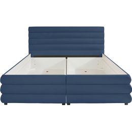 Polsterbett "Maylis", blau, B:192cm L:211cm, 100% Polyester, LeGer Home by Lena Gercke, Betten, Polsterbett ohne Bettkasten Polsterbett, wahlweise mit und ohne Matratze und Lattenrost, auch in 200cm Breite