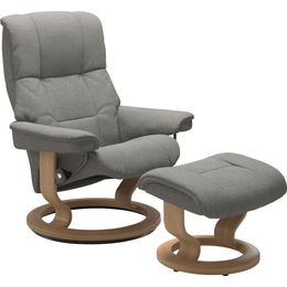 Fußhocker stressless "Mayfair" Hocker Gr. B/H/T: 55cm x 38cm x 39cm, ROHLEDER Stoff Q2 FARON, Classic Base Eiche, grau (grey q2 faron) mit Classic Base, Gestell Eiche