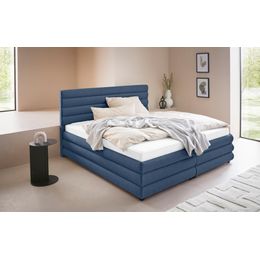 Polsterbett "Maylis", blau, B:192cm L:211cm, 100% Polyester, LeGer Home by Lena Gercke, Betten, Polsterbett ohne Bettkasten Polsterbett, wahlweise mit und ohne Matratze und Lattenrost, auch in 200cm Breite
