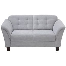 2-Sitzer Home Affaire "Trondheim", silber, B:166cm H:89cm T:90cm, Struktur fein (100% Polyester);Flachgewebe (100% Polyester);Luxus-Microfaser (90% Polyester, 10% Polyamid), Sofas, mit Federkern, Knopfheftung im R&uuml;cken, F&uuml;&szlig;e Buche