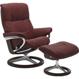 Fußhocker stressless "Mayfair" Hocker Gr. B/H/T: 55 cm x 41 cm x 39 cm, Leder PALOMA, Signature Base Braun, rot (cherry paloma) mit Signature Base, Gestell Braun