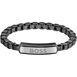 Armband BOSS "DEVON, 1580596M, 1580597M, 1580598M" Armbänder Gr. M, Edelstahl, grau (schwarz, edelstahlfarben) Herren