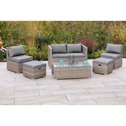 Gartenlounge-Set Merxx "Agira" Sitzmöbel-Sets Gr. B/H/T: 58 cm x 68 cm x 63 cm, Lounge Set Multifunktion, grau (grau, grau) Multifunktions Lounge