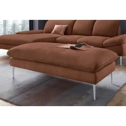 Hocker W.Schillig "enjoy&MORE", braun (copper r66), B:151cm H:45cm T:71cm, Chenille-Flachgewebe R66 (85% Polyester, 15% Nylon), Longlife Xtra-Leder Z59: Glattleder mit modischer Prägung. Hautstärke 0, 9 - 1, 1 mm, Stoff S37 (100% Polyester), Hocker, Füße silber matt, Breite 151 cm